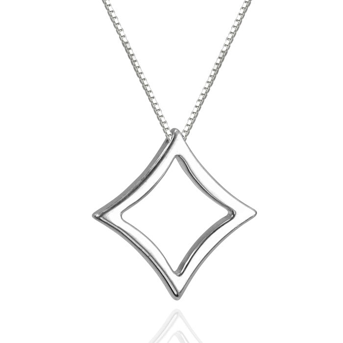 Sterling Silver Large Diamond Shape with Multi-strand/Single Strand Ch ...
